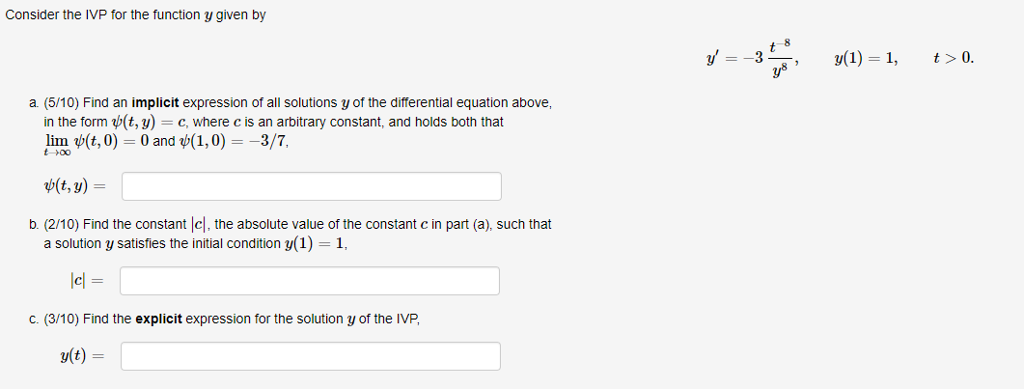 Solved Consider the IVP for the function y given by y' = -3 | Chegg.com