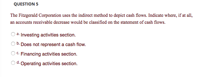 Solved QUESTION5 The Fitzgerald Corporation uses the | Chegg.com