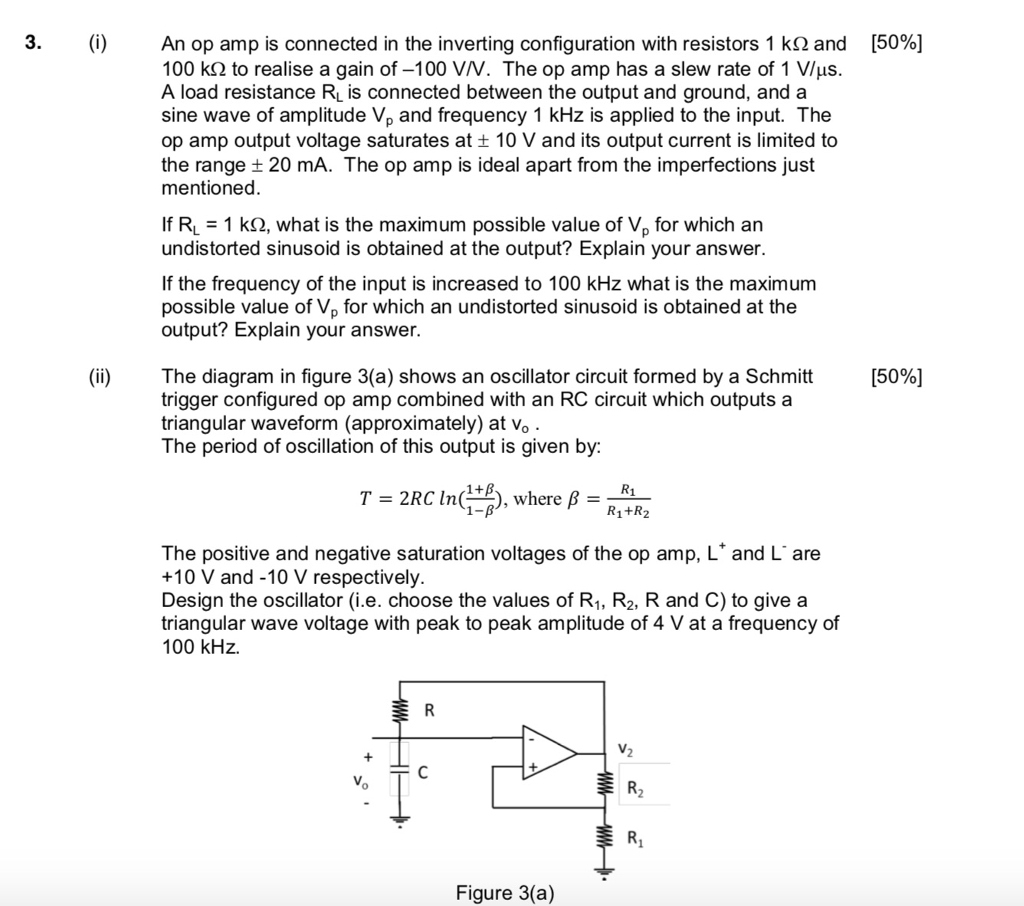 Solved (i) [50%] An op amp is connected in the inverting | Chegg.com