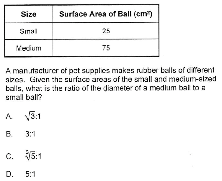 Solved SizeSurface Area of Ball (cm2) Small 25 Medium 75 A | Chegg.com
