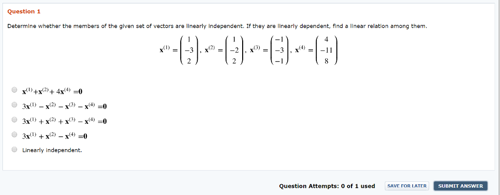 Solved Determine whether the members of the given set of | Chegg.com