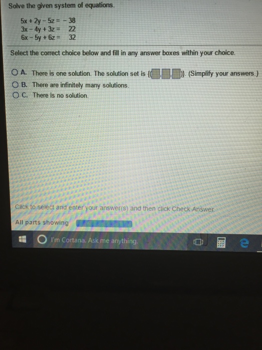 Solved Solve the given system of equations. 5x + 2y - 5z = | Chegg.com