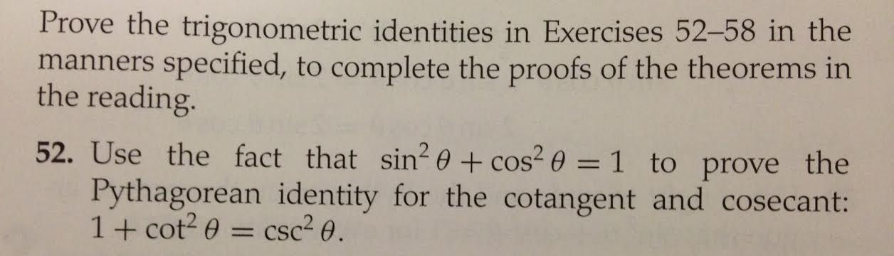 Solved Prove the trigonometric identities in Exercises 52-58 | Chegg.com