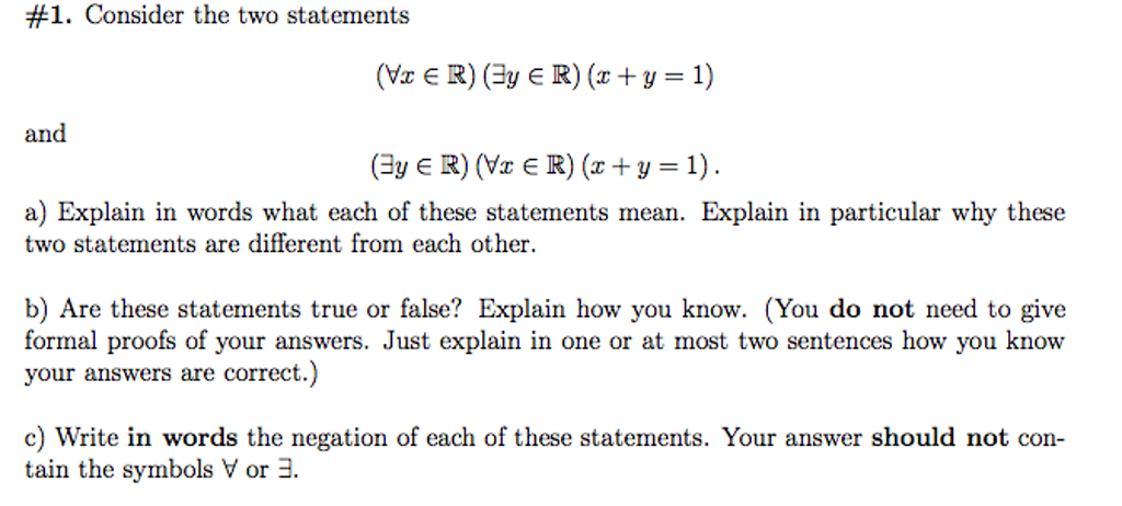Solved Consider the two statements (Forall x epsilon R) | Chegg.com