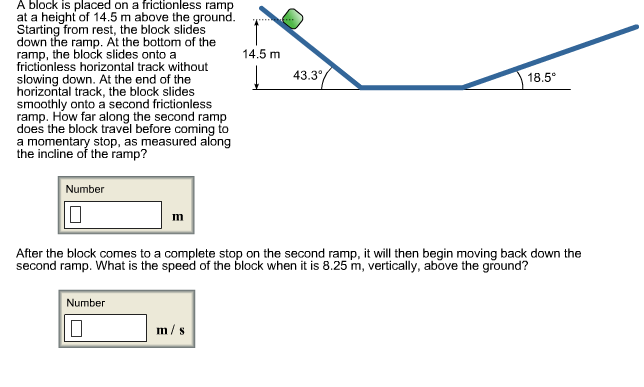 Solved A block is placed on a frictionless ramp at a height | Chegg.com