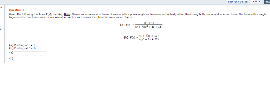 Solved PRINTER VERSION BACK NEX Question 1 Given the | Chegg.com
