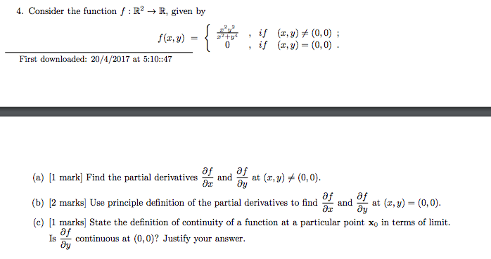 Solved Consider The Function F R 2 Rightarrow R Given By
