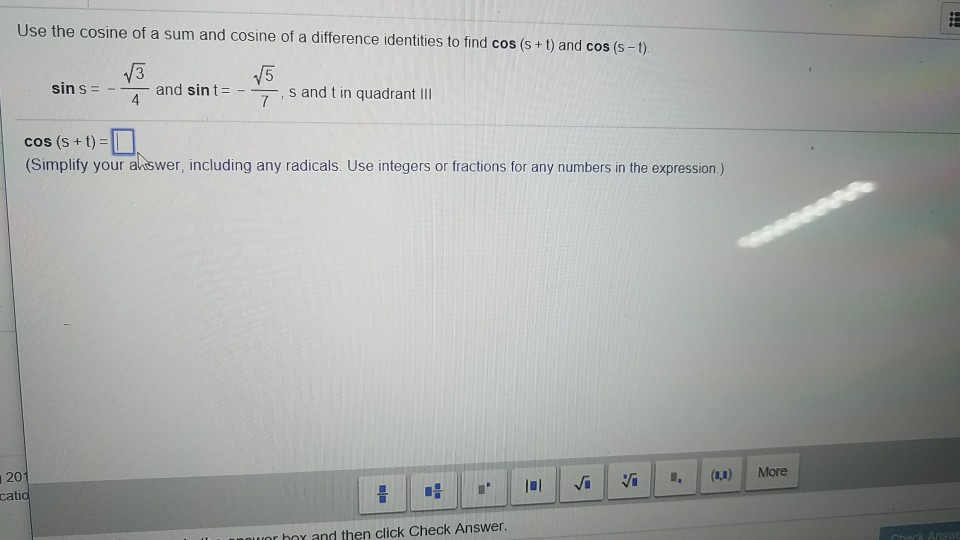 Solved Use the cosine of a sum and cosine of a difference | Chegg.com