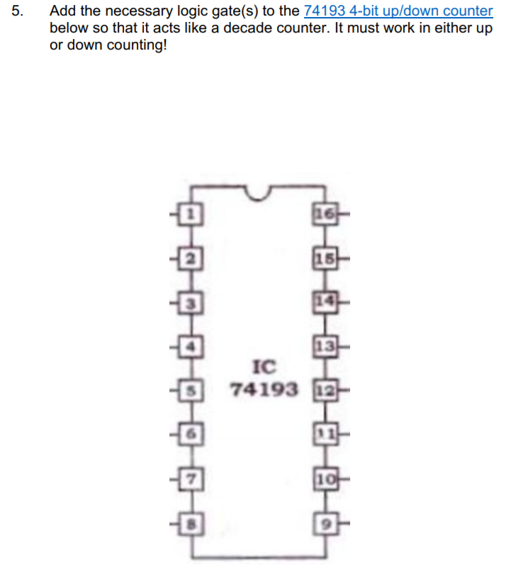 Solved 5. Add the necessary logic gate(s) to the 74193 4-bit | Chegg.com