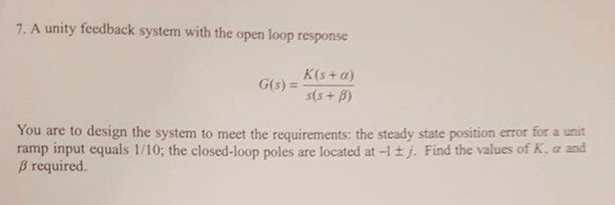 Solved A unity feedback system with the open loop response | Chegg.com