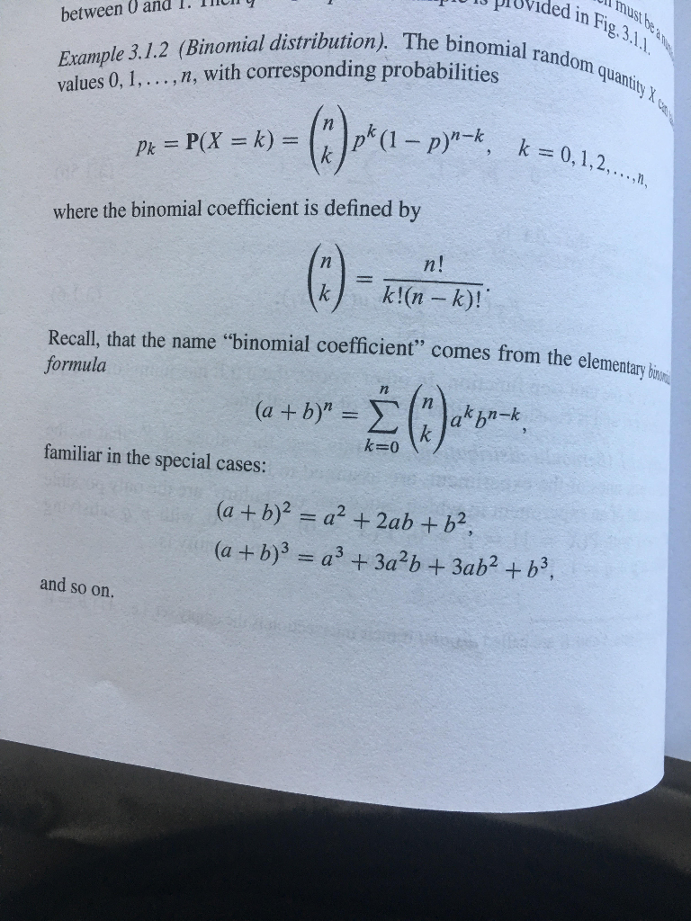 Solved idedin Fig 3A Example 3.1.2 (Binomial distribution). | Chegg.com