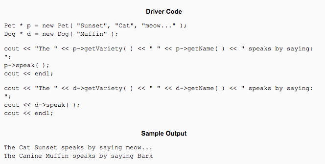 Solved Proiect 14: Pet The class Pet represents a | Chegg.com