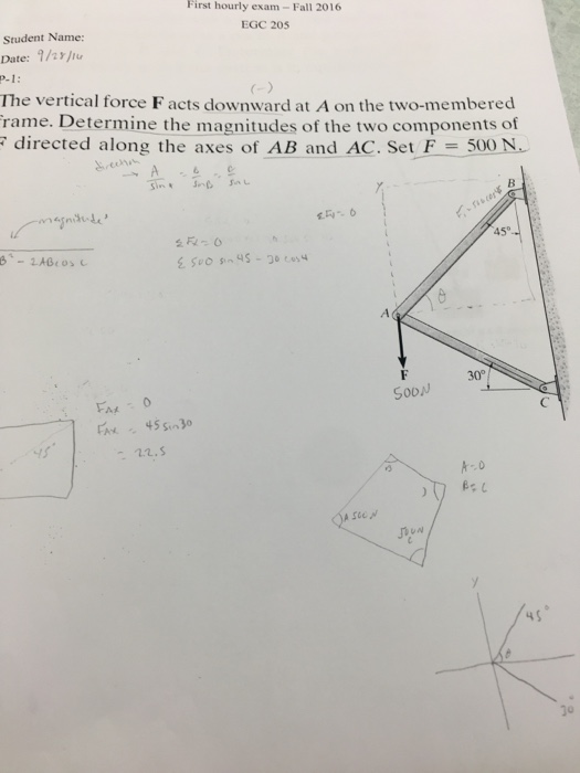 Solved The vertical force F acts downward at A on the | Chegg.com