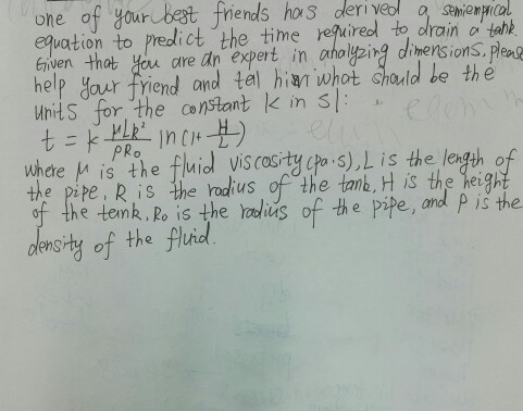 Solved One of your best friends has derived a equation to | Chegg.com