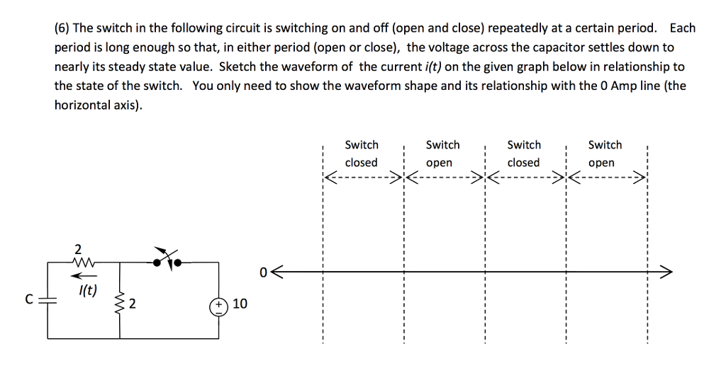 Solved (6) The switch in the following circuit is switching | Chegg.com