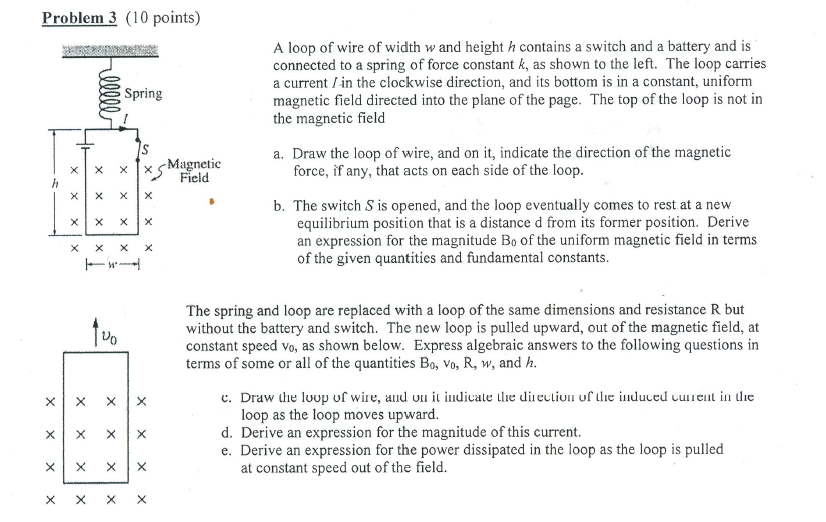 Solved A loop of wire of width w and height h contains a | Chegg.com