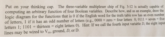 Solved Put on your thinking cap. The three-variable | Chegg.com