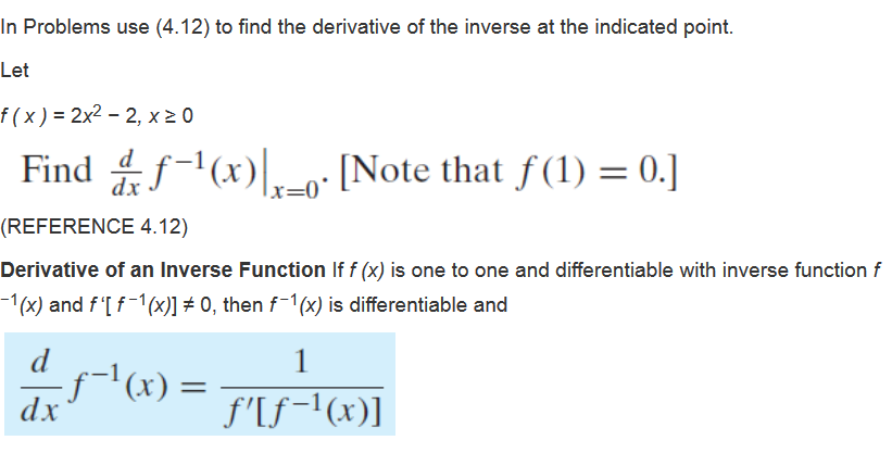 In Problems use (4.12) to find the derivative of the | Chegg.com