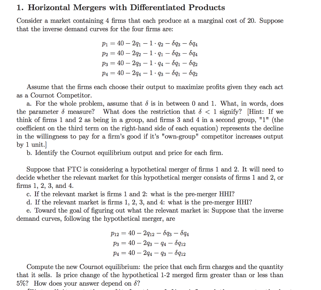 Consider a market containing 4 firms that each | Chegg.com