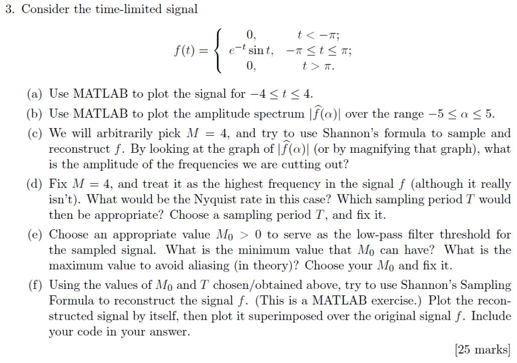 3. Consider the time-limited signal e-t sin t. 0 f(t- | Chegg.com
