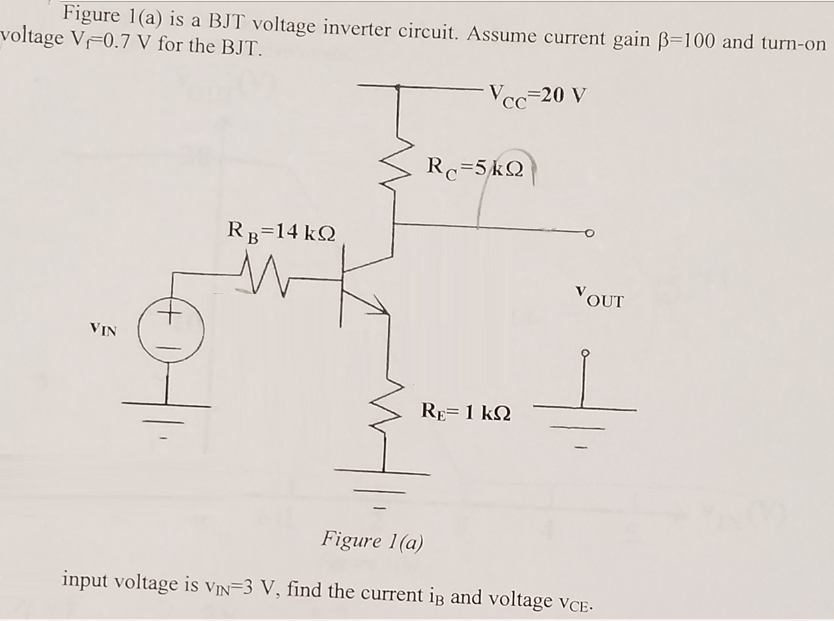Solved Figure 1(a) is a BJT voltage inverter circuit. Assume | Chegg.com