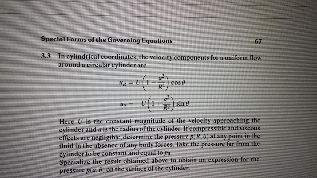 Solved In cylindrical coordinates, the velocity components | Chegg.com