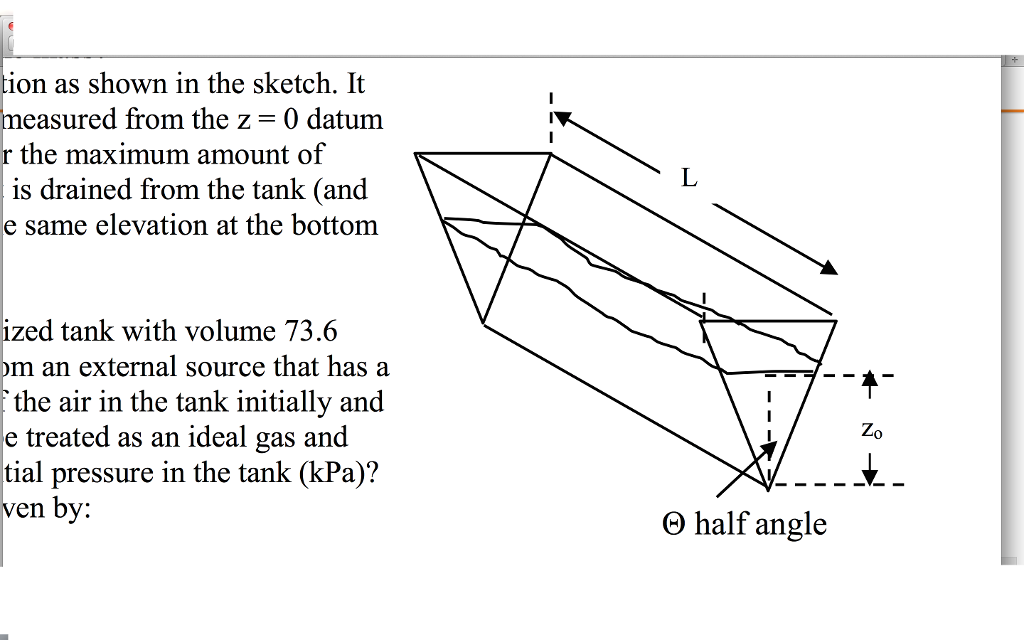 Solved A tank of length L has a triangular cross section as | Chegg.com