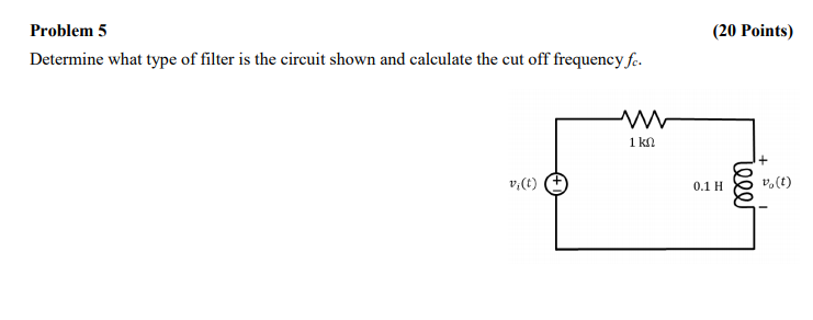 Solved Problem 5 (20 Points) Determine what type of filter | Chegg.com