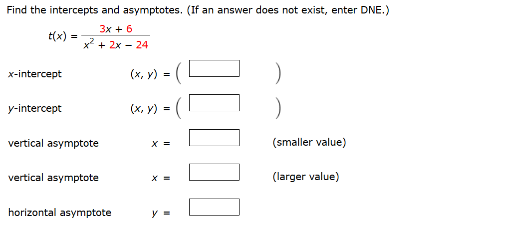 Solved Find the intercepts and asymptotes. (If an answer | Chegg.com