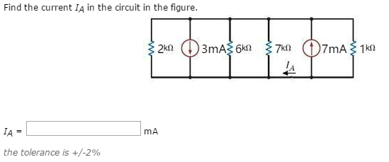 Solved Find the current IA in the circuit in the figure. IA | Chegg.com