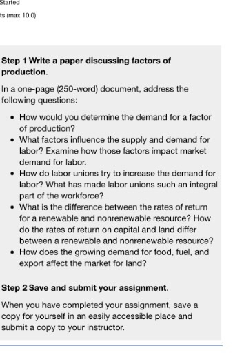 Solved Write a paper discussing factors of production. In a | Chegg.com