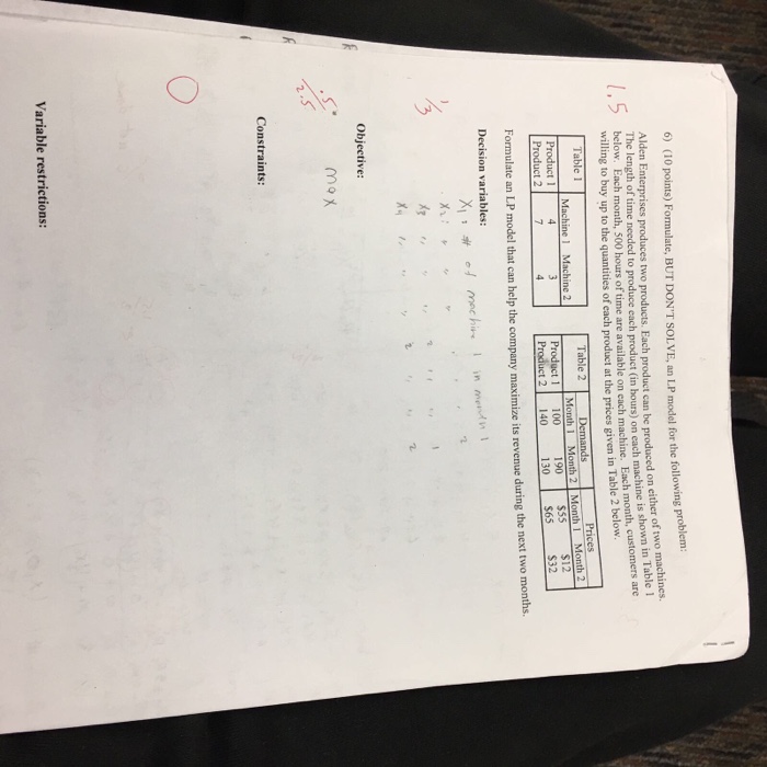 Solved Formulate But Dont Solve An Lp Model For The