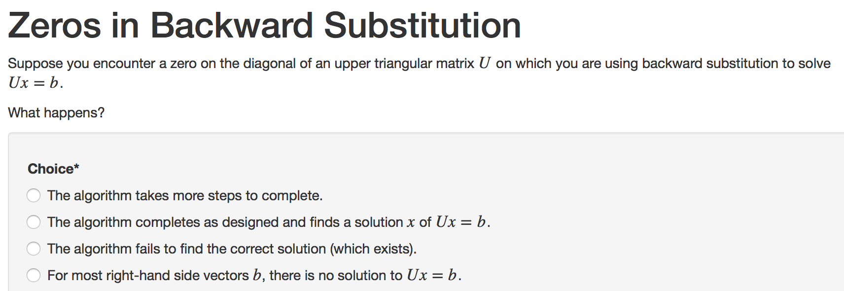 Solved Suppose you encounter a zero on the diagonal of an | Chegg.com