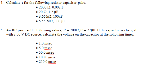 Solved Calculate tau for the following resistor-capacitor | Chegg.com