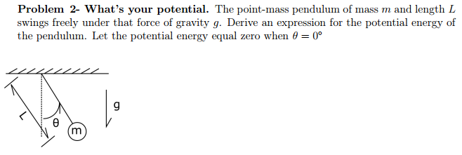 Solved The point-mass pendulum of mass m and length L swings | Chegg.com