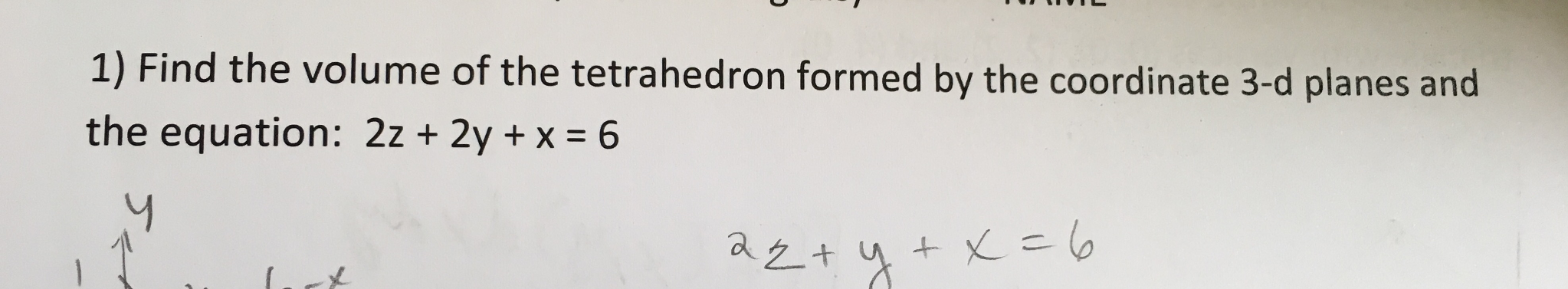 Solved Find the volume of the tetrahedron formed by the | Chegg.com