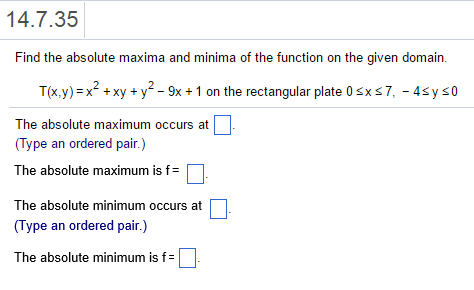 Solved Find the absolute maxima and minima of the function | Chegg.com