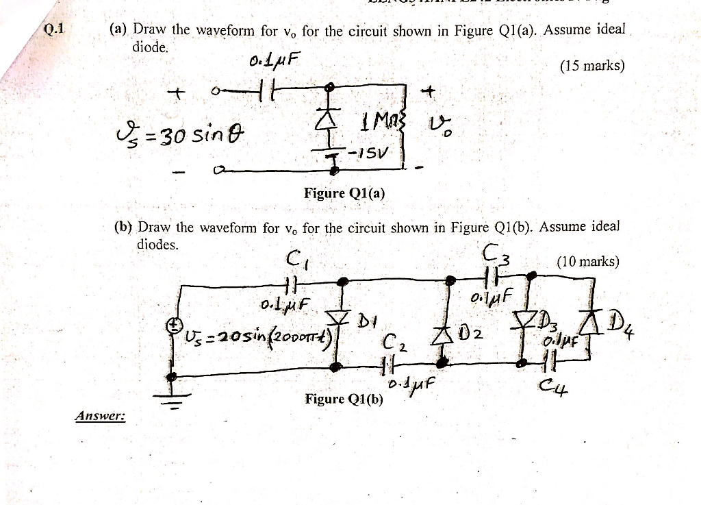 Solved Draw the waveform for v_0 for the circuit shown in | Chegg.com