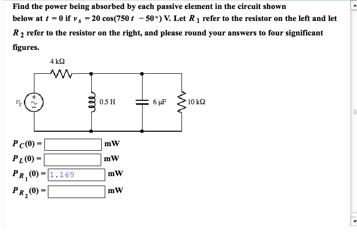 Solved Find the power being absorbed by each passive element | Chegg.com