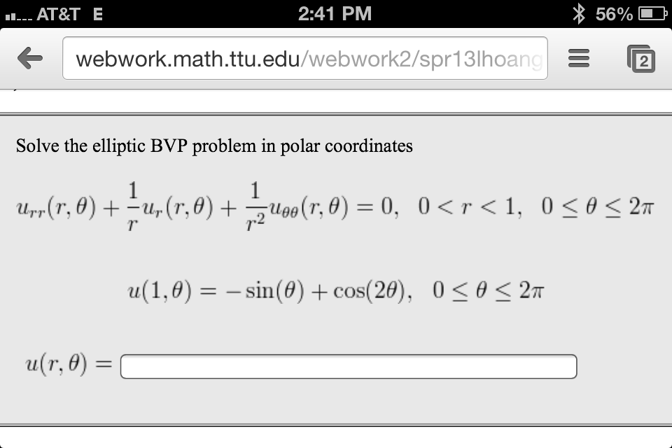 Solve the elliptic BVP problem in polar coordinates: | Chegg.com