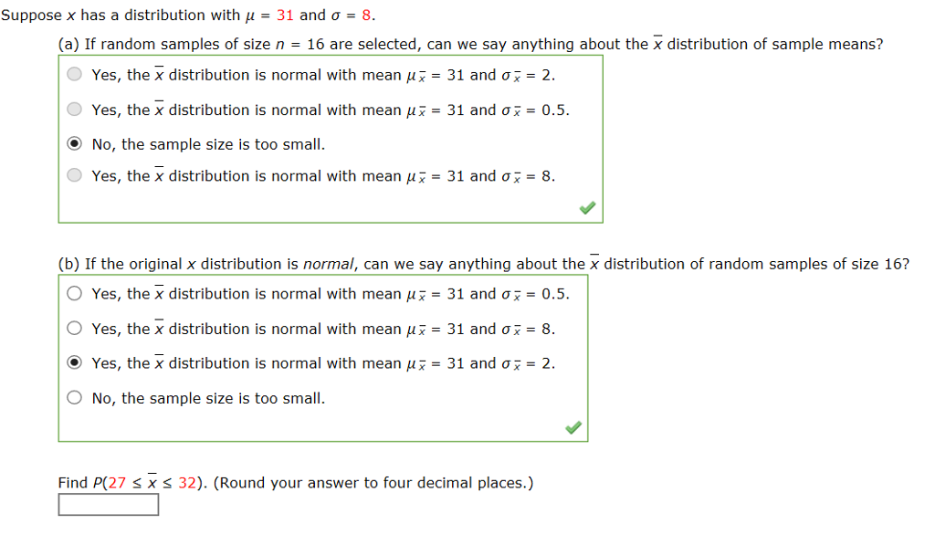 Solved Suppose x has a distribution with μ = 31 and σ = 8. | Chegg.com
