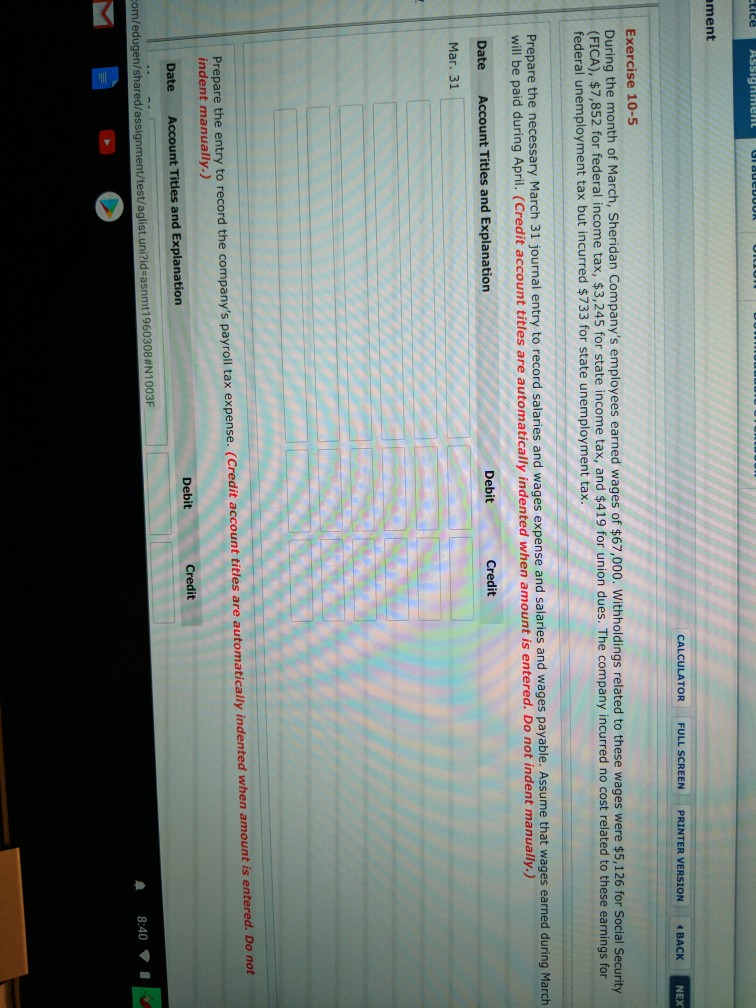 Solved ment CALCULATOR FULL SCREEN PRINTER VERSION BACK | Chegg.com