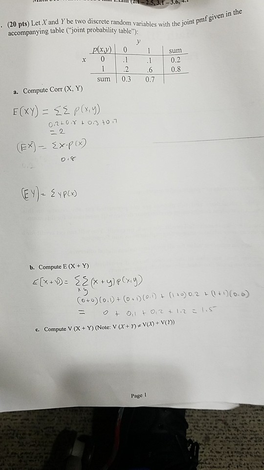 Solved 3.1-3.6,. Let X and Y be two discrete random | Chegg.com