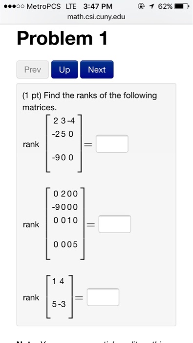 Solved Find the ranks of the following matrices. rank [2 | Chegg.com Solved Find the ranks of the following matrices. rank [2 | Chegg.com