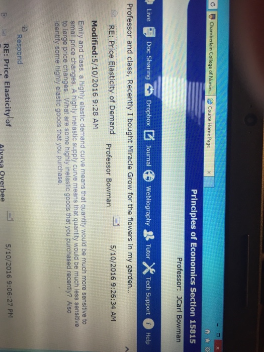 Solved Emily and class a highly elastic demand curve means | Chegg.com