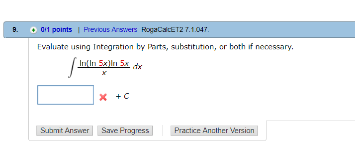 Solved Evaluate using Integration by Parts, substitution, or | Chegg.com