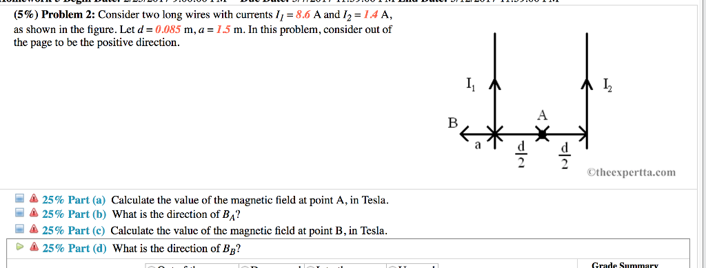 Solved (5%) Problem 2: Consider two long wires with currents | Chegg.com Solved (5%) Problem 2: Consider two long wires with currents | Chegg.com