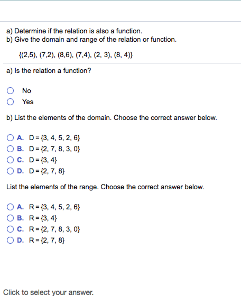 Solved Determine If The Relation Is Also A Function Give