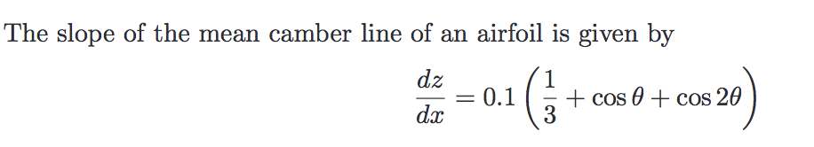Solved The slope of the mean camber line of an airfoil is | Chegg.com