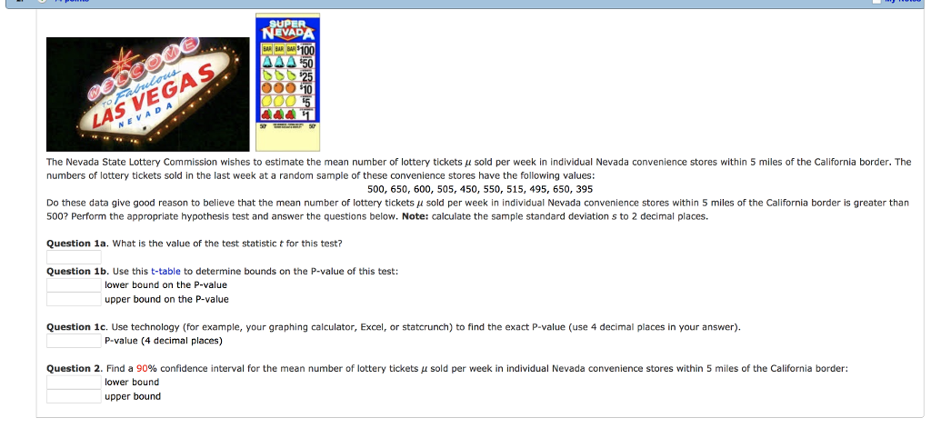 Solved NEVADA U Filadilar VEGAS The Nevada State Lottery | Chegg.com